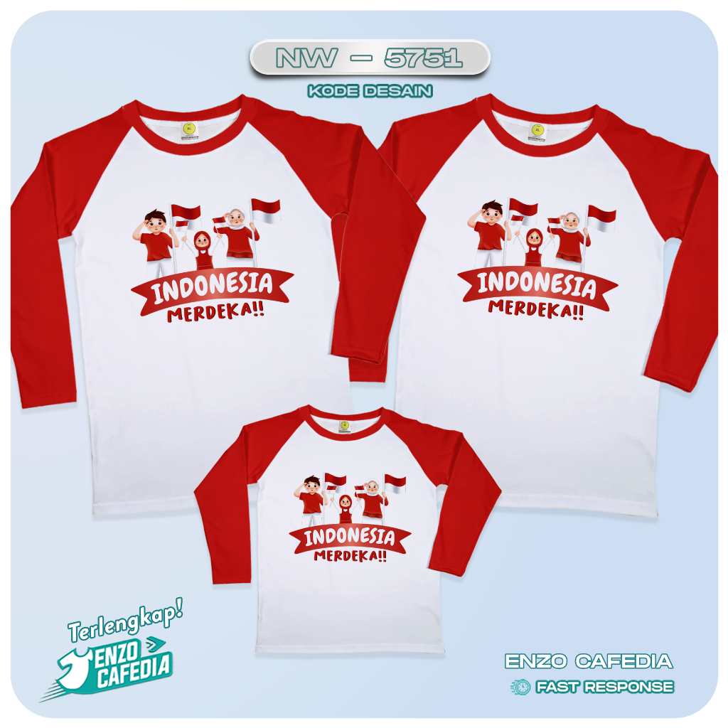 Jual ENZO Baju Kaos Raglan Agustusan Kemerdekaan Indonesia 17 Agustus Keluarga Anak & Dewasa ...