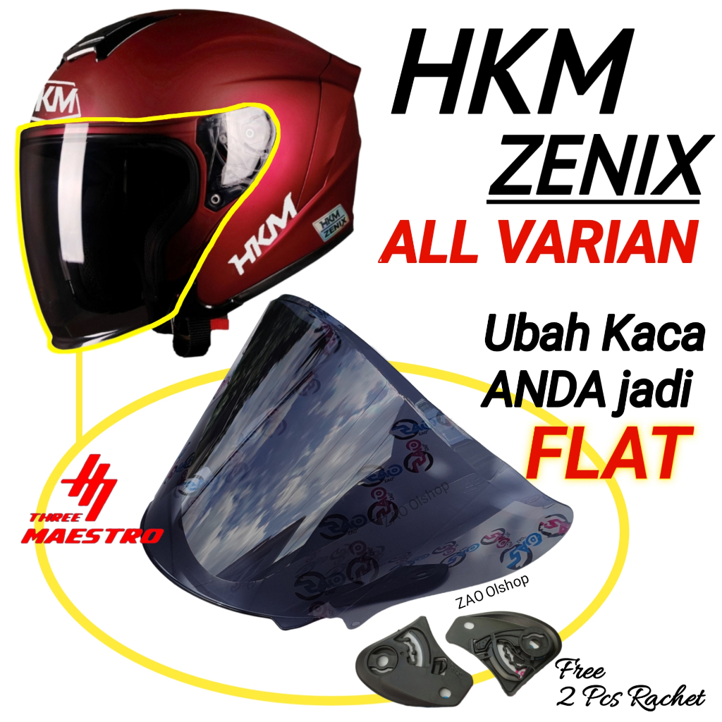 Jual Kaca Helm HKM ZENIX Visor open venom FLAT hkm mirip njs kairoz ...