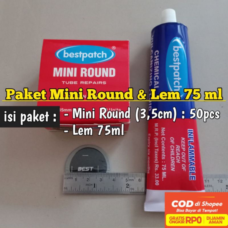 Jual Paket Tambal Ban Dalam Tip Top Bestpatch Mini Round 35mm dan Lem ...
