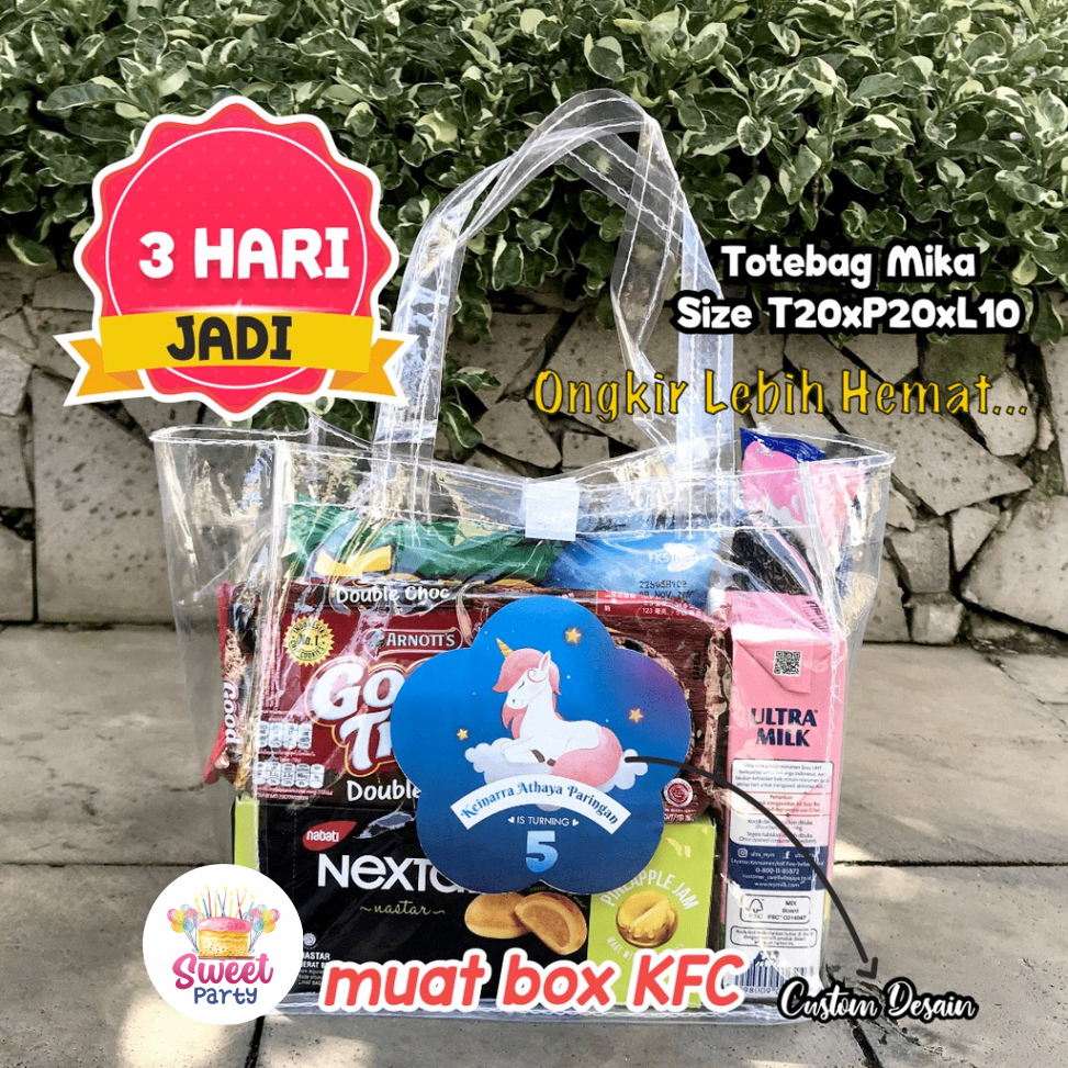 Jual 20x20x10 Tas Ultah Mika Transparan Souvenir Tas Ulang Tahun ...