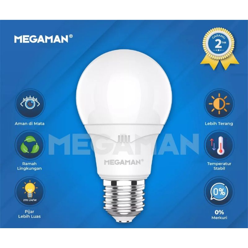 Jual TSM - MEGAMAN Lampu LED YTA60Z1 9W Cahaya Putih | Shopee Indonesia