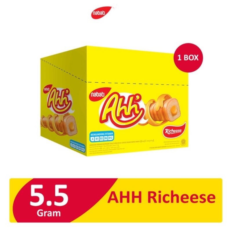 Jual Richeese Ahh 500 1 Box isi 20 Bungkus Biskuit Roll Keju Triple ...