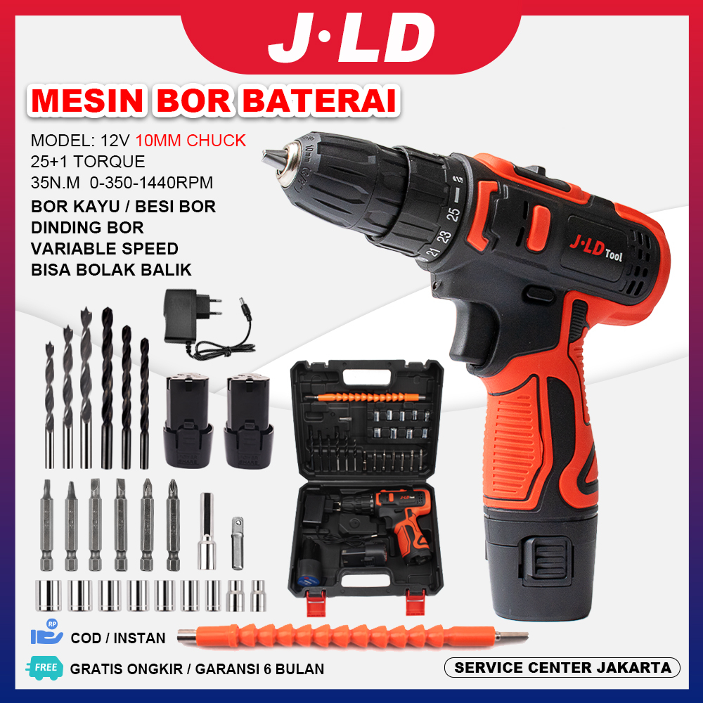 Jual JLD Mesin bor Baterai cas 12vf Cordless drill Mesin impact bor 35N ...