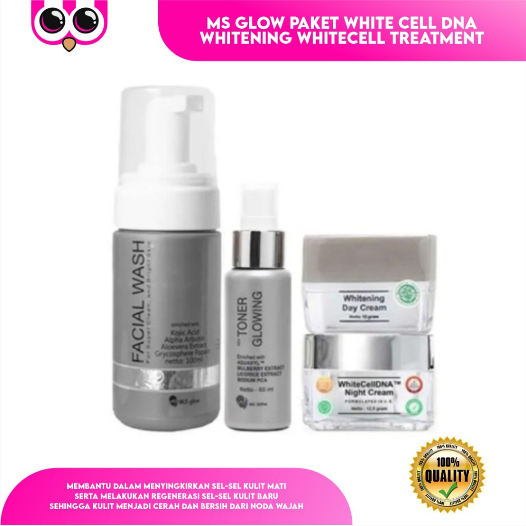 Jual MS GLOW PAKET WHITE CELL DNA WHITENING WHITECELL TREATMENT PERAWATAN WAJAH SKINCARE SERIES ...
