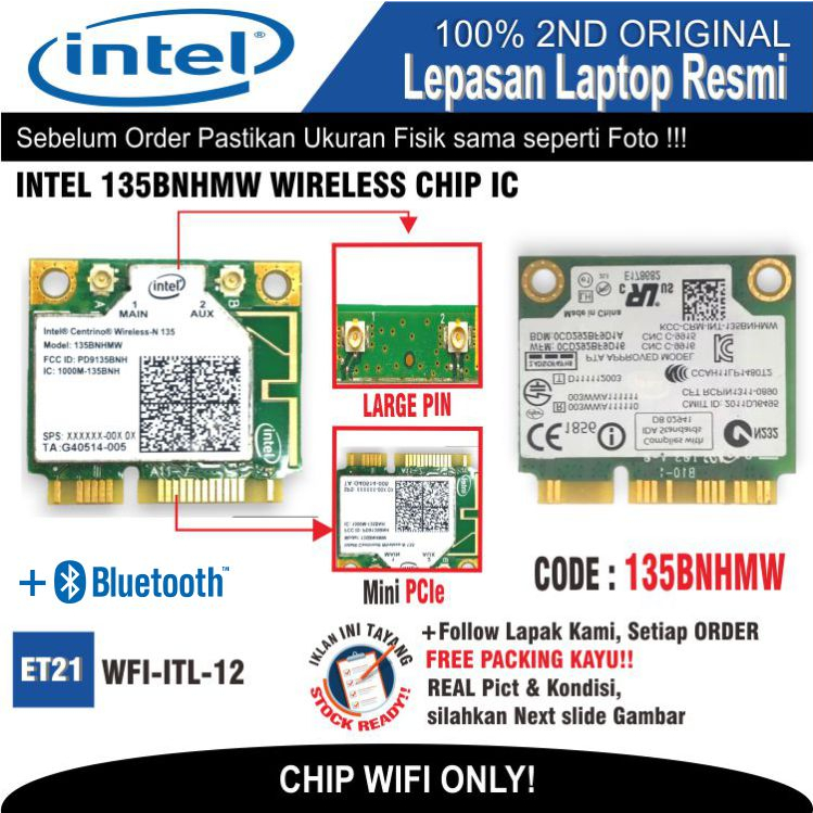Jual ET21 WFI-ITL-12 Internal WiFi Card WiFi Chip Laptop Notebook ...