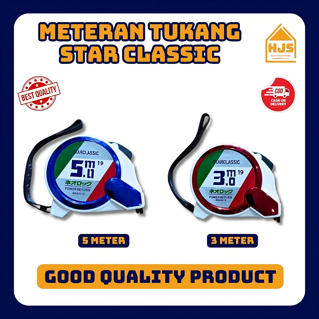 Jual [Star Classic] Meteran Tukang / Measuring Tape / Meteran PVC 3M 5M ...