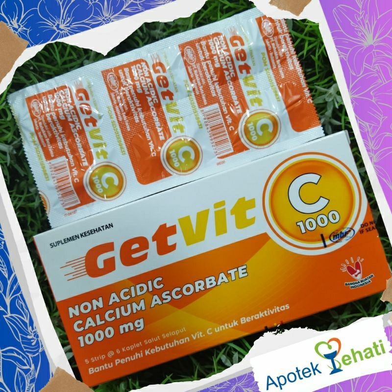 Jual Get Vit / Getvit C 1000 per Strip Isi 6 Kaplet Vitamin C 1000 mg ...