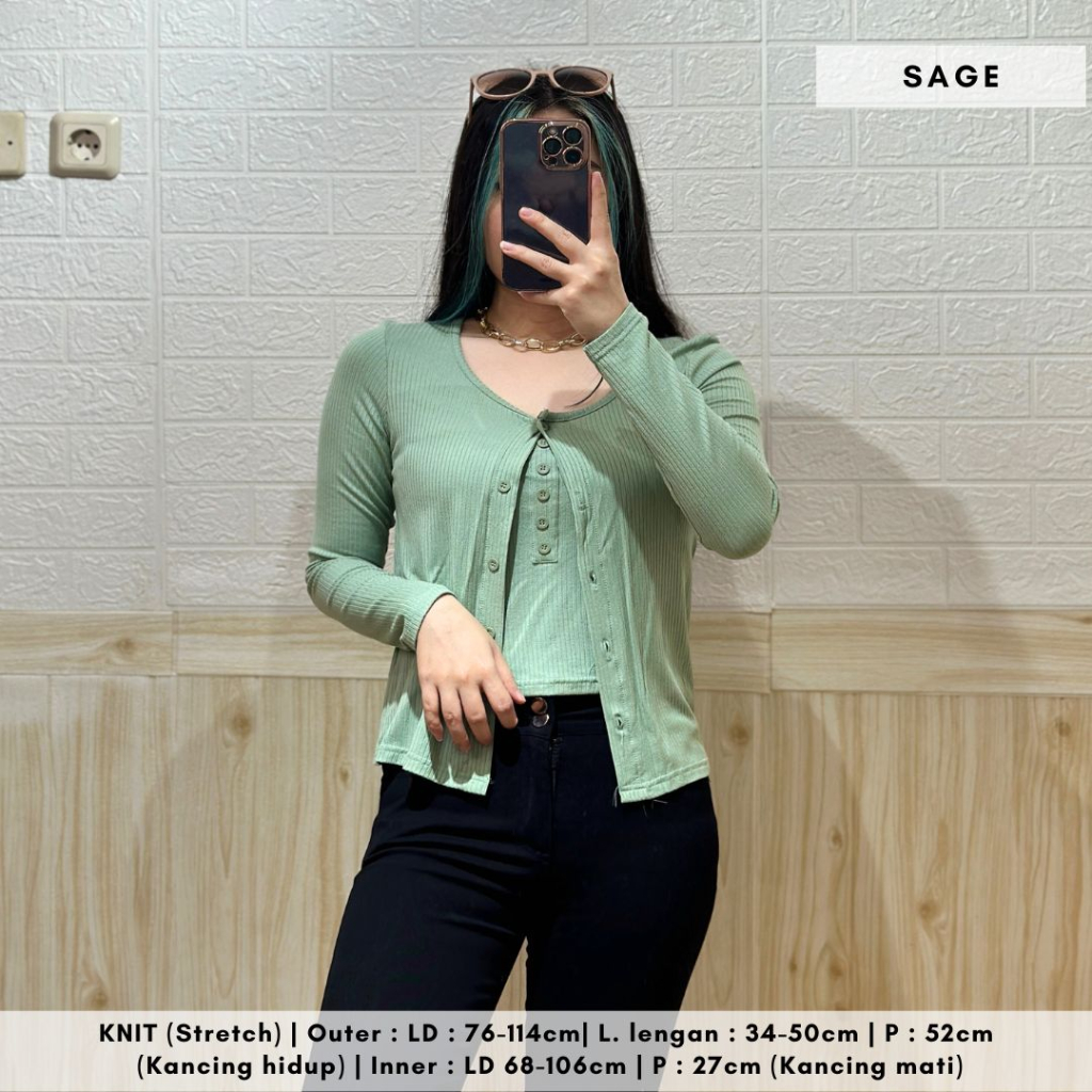 Jual 4874 Mulan Button 2 IN 1 Knit Cardigan Set | Shopee Indonesia
