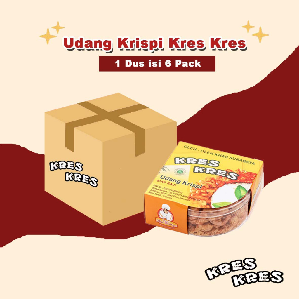 Jual [ 1 Dus isi 6 Pack ] Udang Krispi Kres Kres Asli Surabaya | Shopee ...