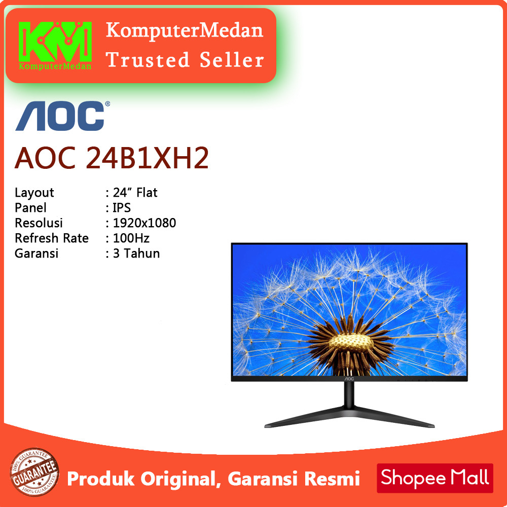 Jual LED MONITOR AOC 24B1XH2 (24"/IPS/FHD/100Hz/4ms/VGA/HDMI/Slim ...