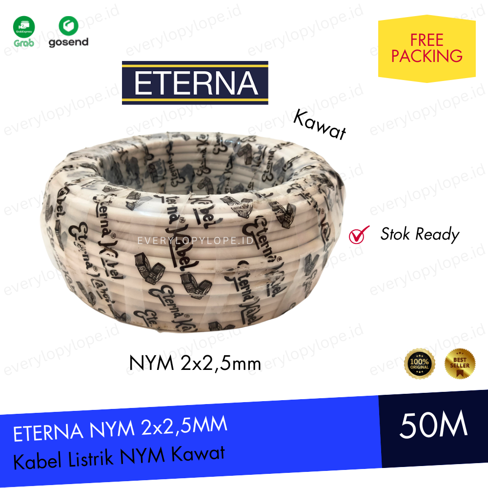 Jual Kabel ETERNA NYM 2x2,5 mm Putih Kawat Tembaga 50 Meter | Shopee Indonesia