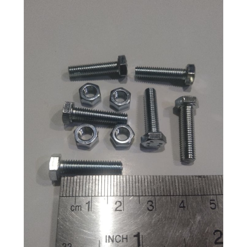 Jual Baut + mur putih BMP M5 x 20mm galvanis kunci 8 | Shopee Indonesia