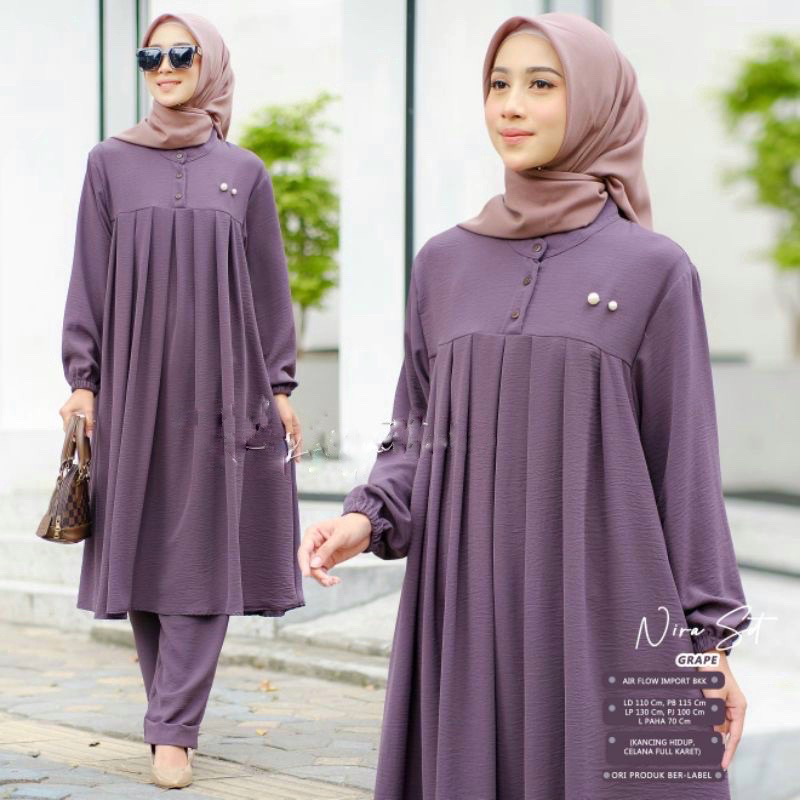 Jual NIRA LONG TUNIK SET ONE SET CRINGKEL AIRFLOW | Shopee Indonesia