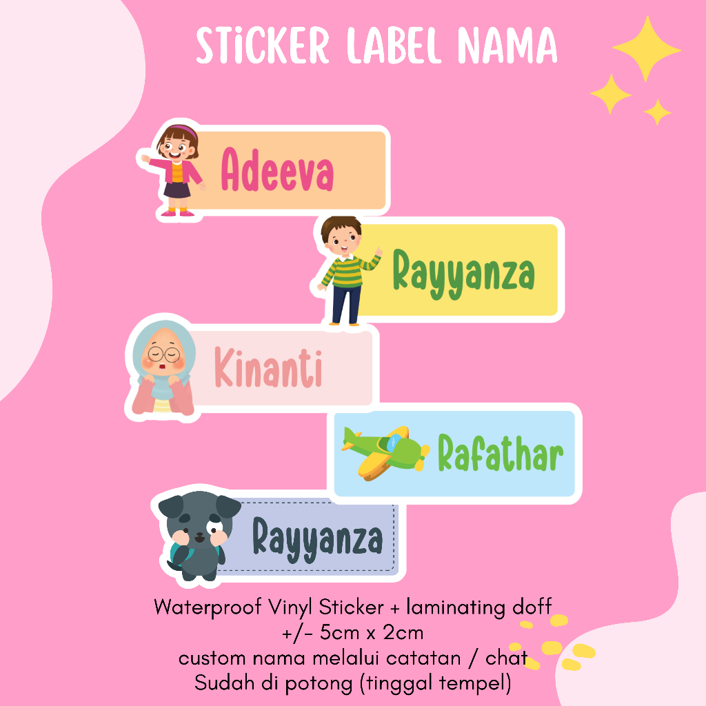 Jual STICKER NAMA ANAK WATERPROOF | LABEL NAMA CUSTOM TEKS | Shopee ...