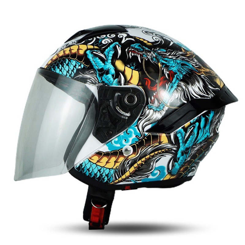 Jual Helm R-Six Motif Dragon Dewasa SNI || Helm Half face Dewasa motif ...