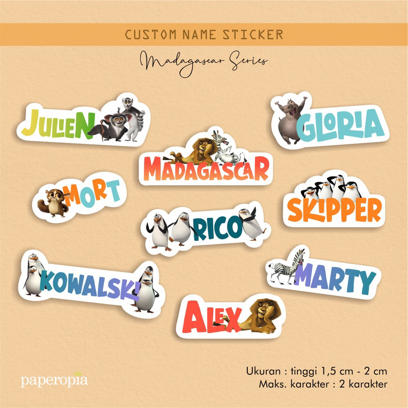Jual sticker nama custom lucu stiker disney marvel minecraft label nama ...