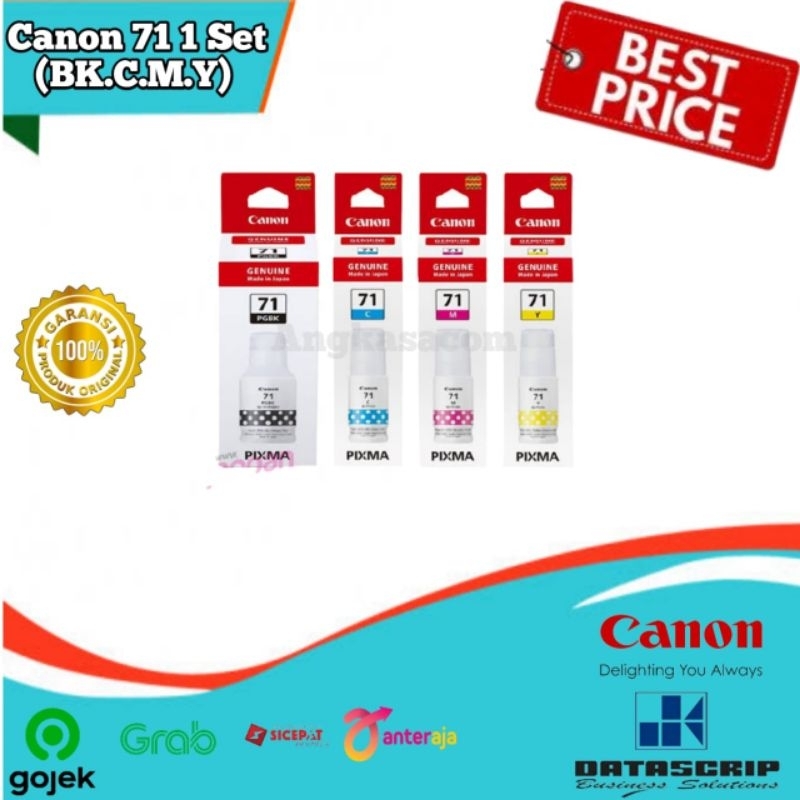 Jual Paket Tinta Canon GI-71 GI 71 1 Set (BK C M Y) Original Ink Bottle ...