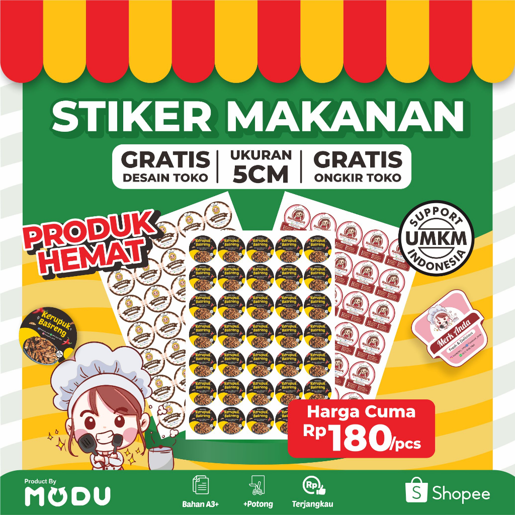 Jual STIKER HEMAT - Cetak Label Makanan Kotak Nasi/Snack/Dessert ...