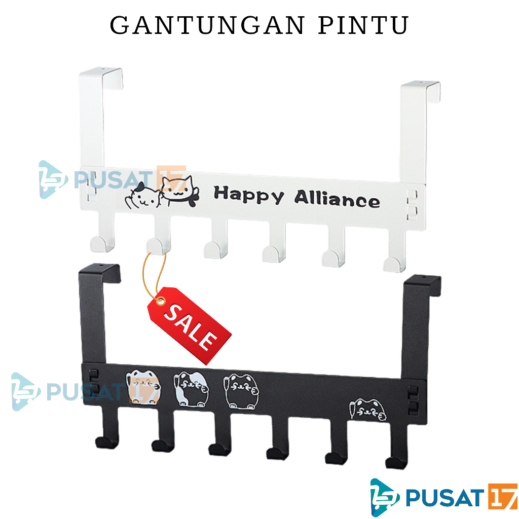 Jual PUSAT17 GANTUNGAN PINTU KAMAR 6 KAIT TANPA PAKU DAN BOR ...