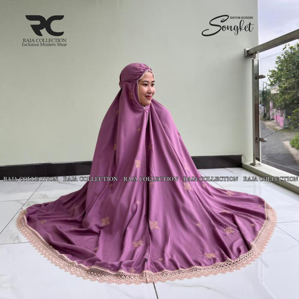 Jual Raja Collection459 - Mukena Dewasa Jumbo Rayon Bordir Songket ...