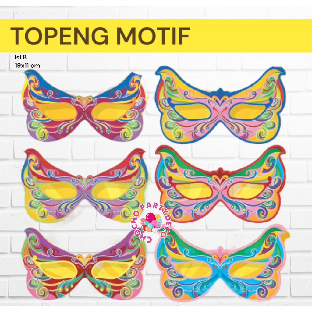 Jual Topeng Kertas Motif isi 8 pc / Topeng Pesta Mainan / Topeng Ulang ...