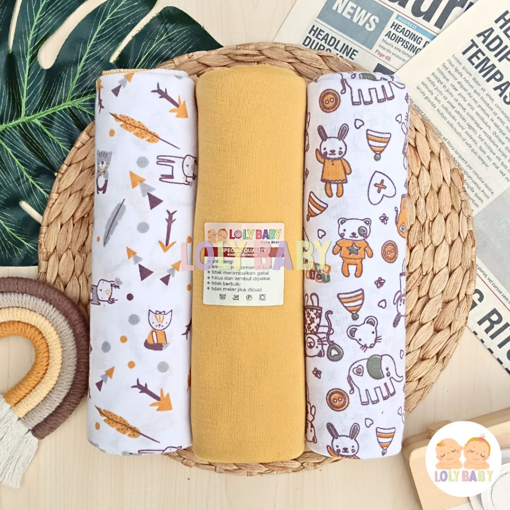Jual 3 Pcs Bedong Bayi Baru Lahir Bahan Kaos 110 x 90 SERIAN MUSTARD ...