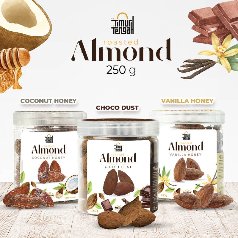 Jual Timur Tengah Kacang Almond Choco Dust Vanilla Honey 250 gr Roasted Panggang Camilan Sehat ...