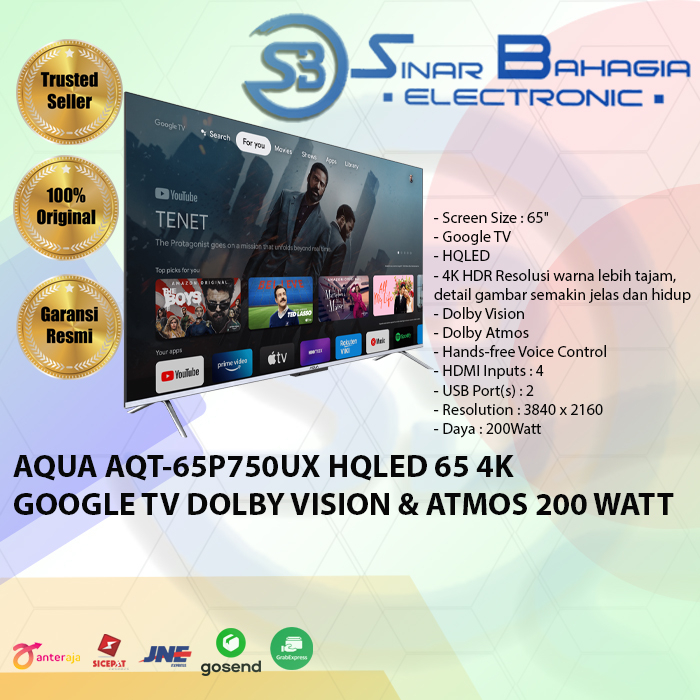 Jual AQUA AQT-65P750UX HQLED 65 4K GOOGLE TV DOLBY VISION & ATMOS 200 WATT (NEW) (KHUSUS BANDUNG ...