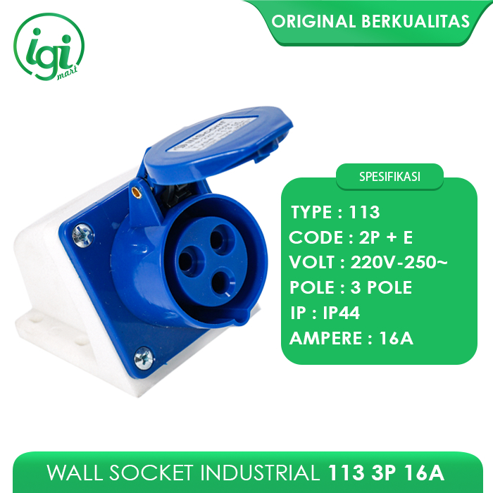 Jual SOCKET SURFACE MOUNTING 3 PIN 16A SOKET PLUG STOP KONTAK INDUSTRI 113 | Shopee Indonesia