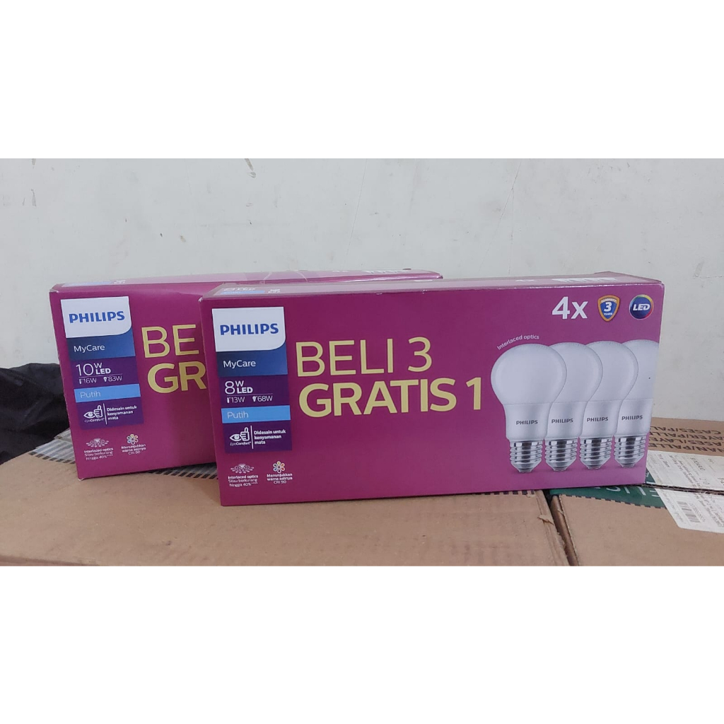 Jual Lampu Led Philips 10 watt paket Beli 3 gratis 1 Lampu LED 8 W , 10 W Philips | Shopee Indonesia