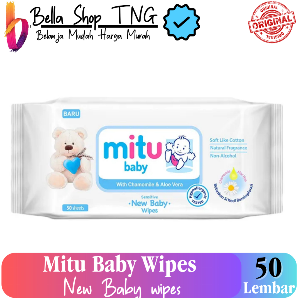 Jual Mitu Baby New Baby Wipes Sensitive Tisu Basah Bayi 50 sheets ...