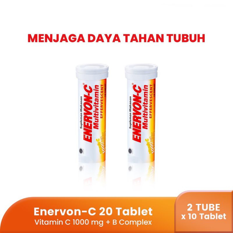 Jual Enervon-C Effervescent Vitamin C dan B Complex Isi 20 Tablet (2 ...