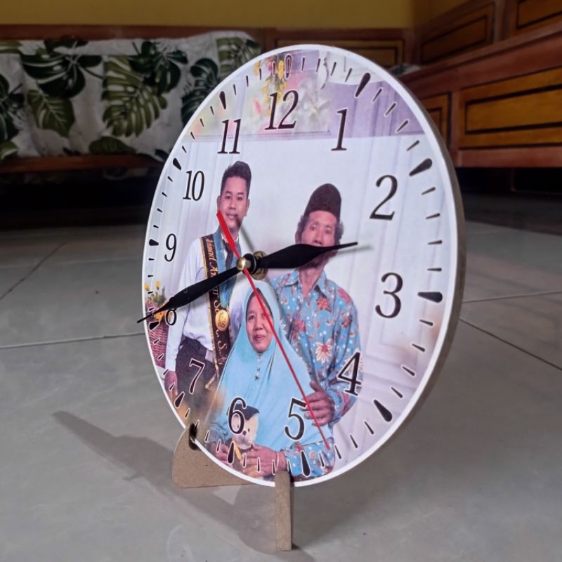 Jual Jam Meja Dinding MDF custom foto tulisan logo Kayu MDf free desain ...