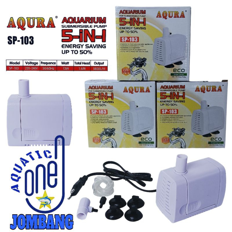 Jual MESIN POMPA AQURA SP 103 MESIN PUTIH aquarium filter celup kolam akuarium hidroponik ph ...