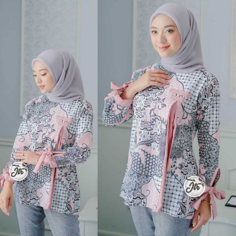 Jual Batik wanita ASJ SA HRB026 Kenongo Kemeja Tosca Pendek | Shopee Indonesia