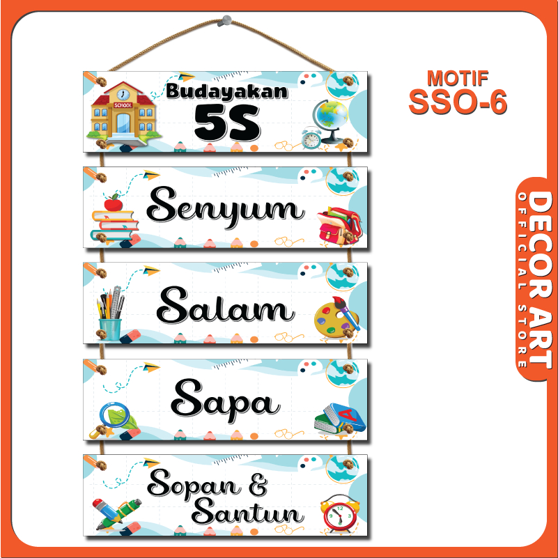 Jual DecorArt 50x30 Cm - Dekorasi 5 Susun Tema Sekolah Kelas 5S Tipe Gantung Tali (Kd: SSO ...