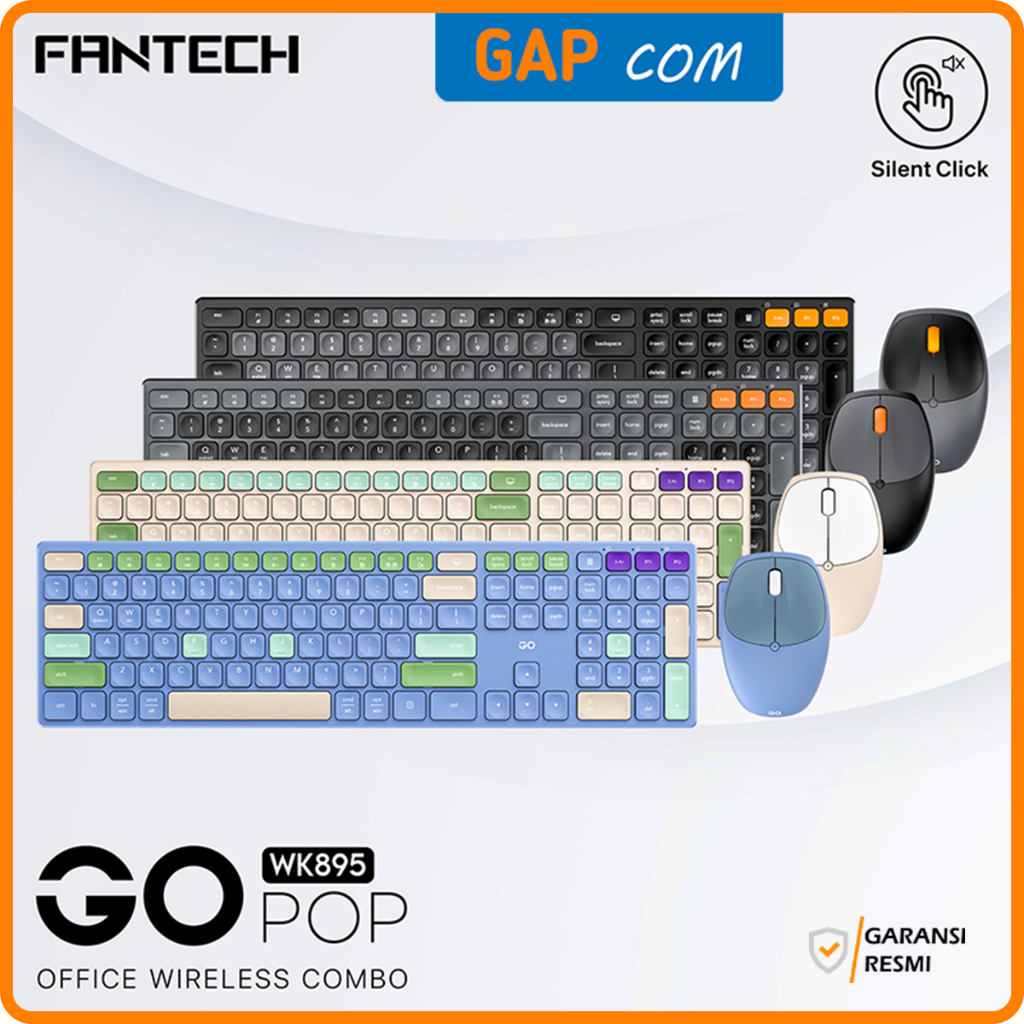 Jual Keyboard Mouse Combo Wireless Fantech WK895 GO POP Office Silent Click | Shopee Indonesia