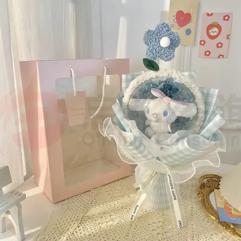 Jual Buket Boneka lucu BabyBreath bunga kering Baby Breath hadiah kado ...