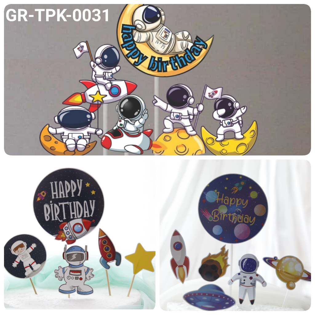 Jual TPK-0031 Topper kertas hiasan kue cake topper astronot bintang ...