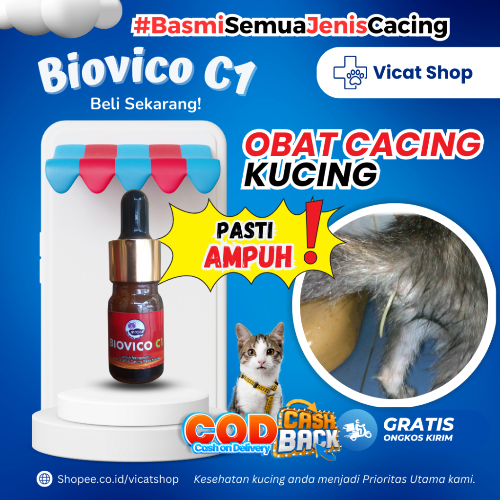 Jual Obat Basmi Cacing Pada Kucing Biovico C1 AMPUH Membasmi Semua ...