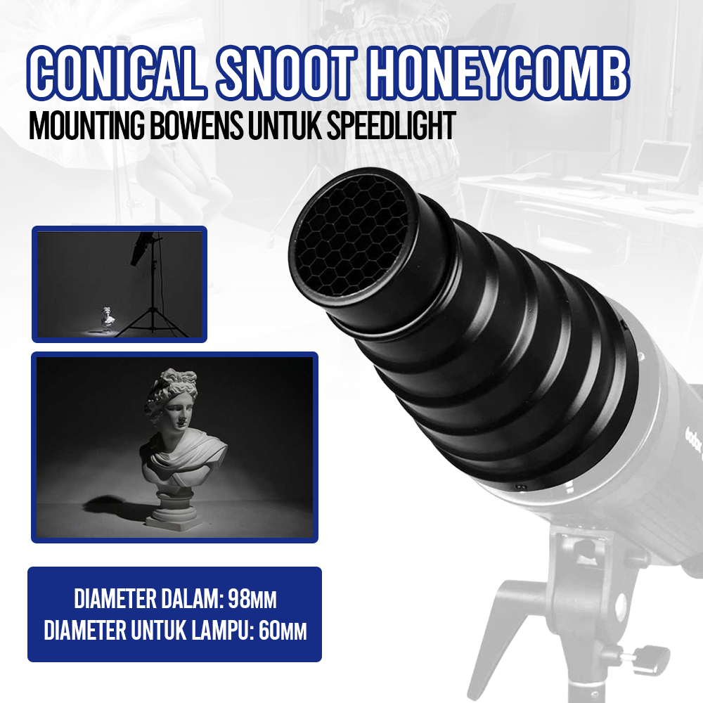 Jual Bowens Mount Conical Snoot Honeycomb Large Snoot for Speedlight ...