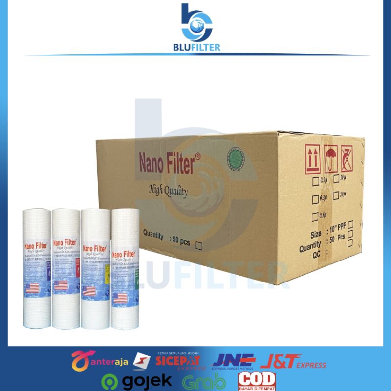Jual 1 DUS SEDIMEN PP FILTER AIR CARTRIDGE SPUN NANOTEC NANO 10 INCH 01 03 05 010 MICRON ...