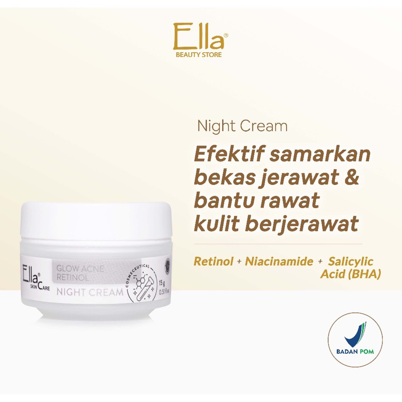 Jual Ella Skincare Glow Acne Retinol Night Cream|krim malam retinol untuk kulit berjerawat ...