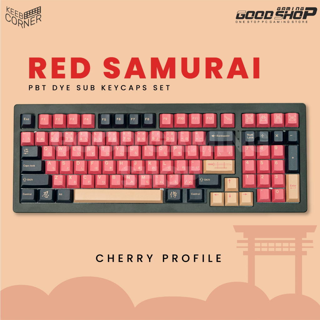 Jual KC Keycaps RED SAMURAI CHERRY PROFILE 129 keys | Shopee Indonesia