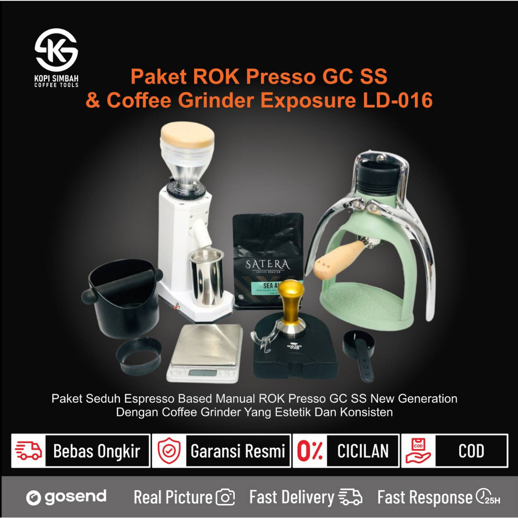 Jual Paket ROK Presso New GC SS Manual Espresso Coffee Maker With ...