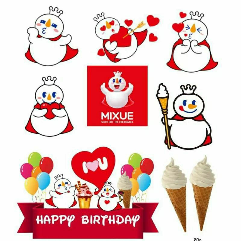 Jual Custom Nama Cake Topper HappyBirthday Tema Mixue | Shopee Indonesia