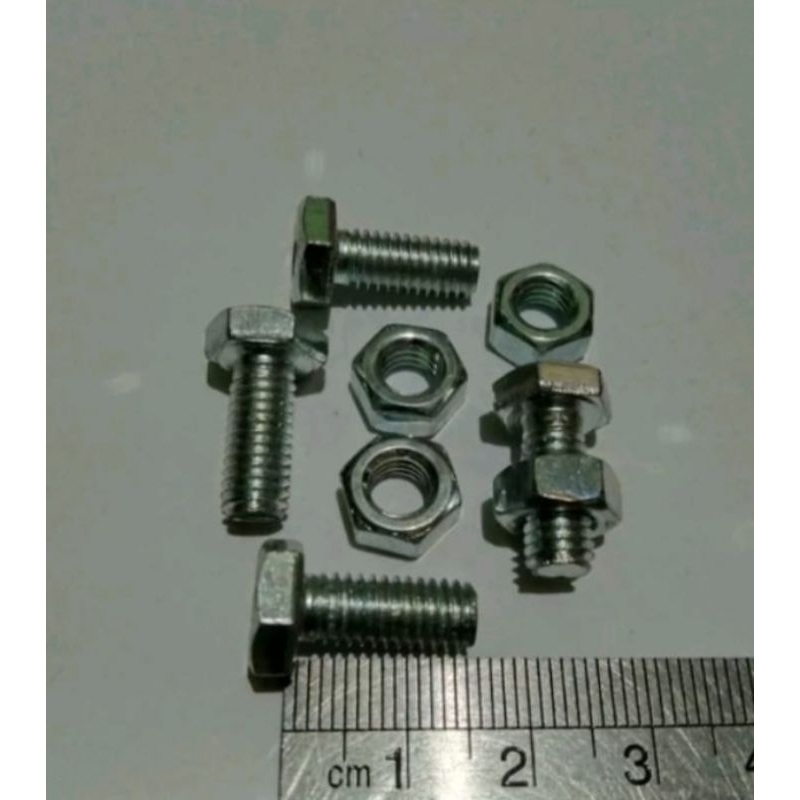 Jual BAUT + MUR PUTIH BMP M6 X 15 MM GALVANIS ( KUNCI 10 ) | Shopee Indonesia