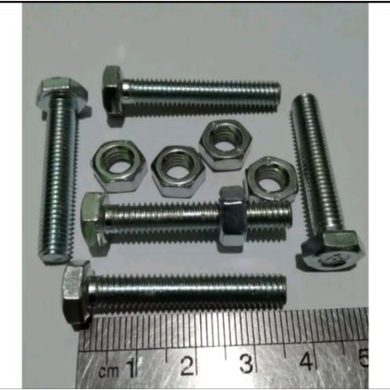 Jual BAUT + MUR PUTIH BMP M6 X 35 MM GALVANIS ( KUNCI 10 ) | Shopee Indonesia