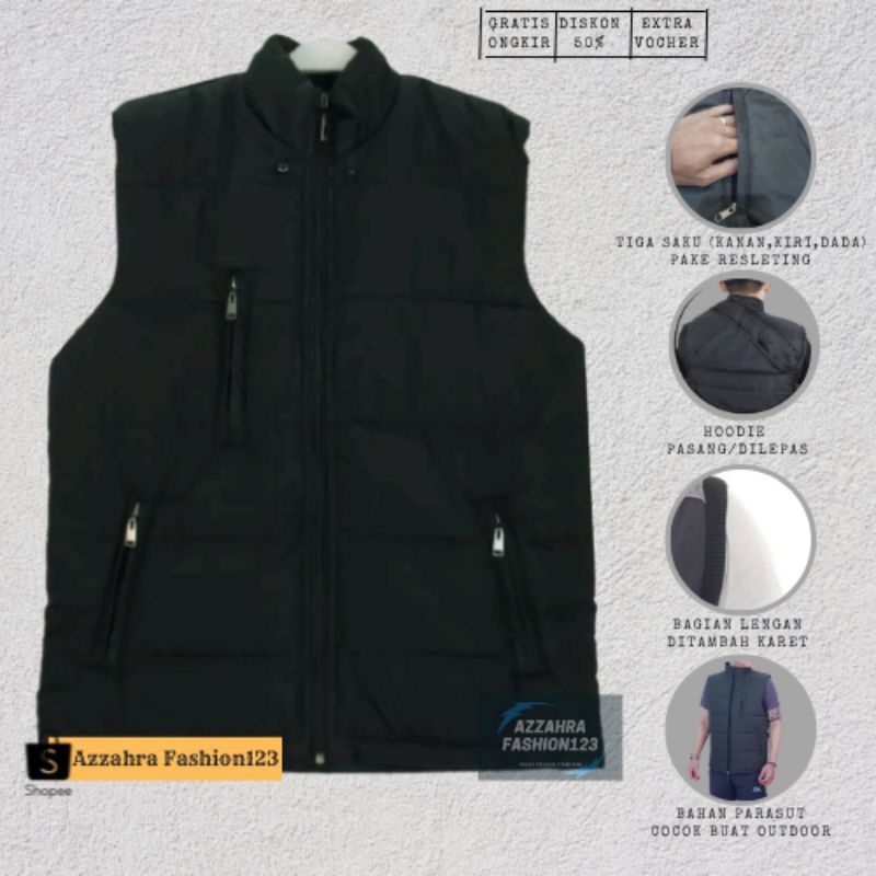 Jual ROMPI PRIA 3 SAKU PELINDUNG DADA VEST OUTDOOR / Jaket Puffer ...