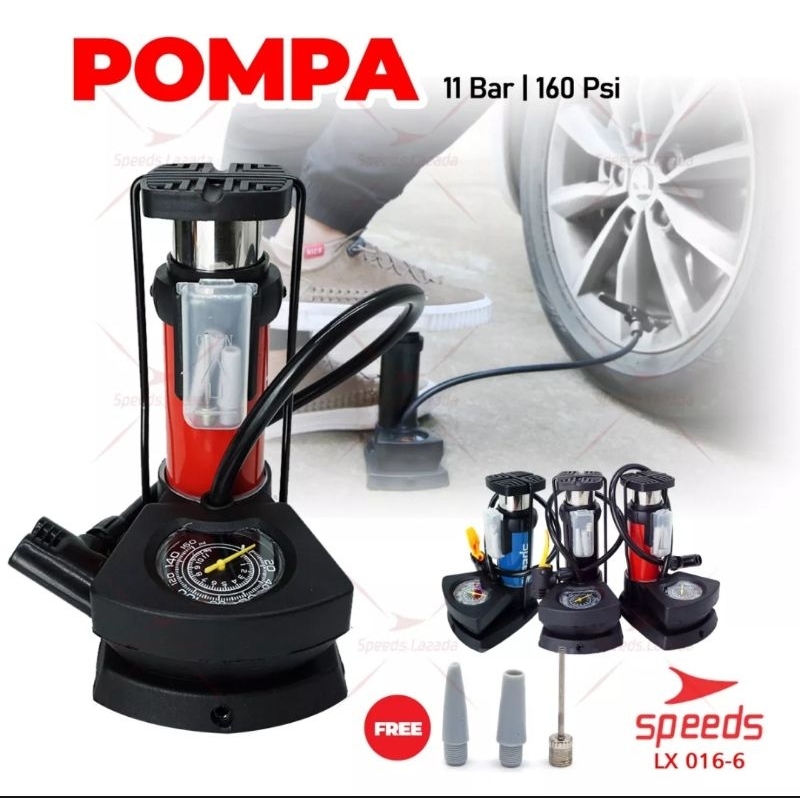 Jual SPEEDS Pompa Angin Mini Foot Pump High Pressure | Shopee Indonesia